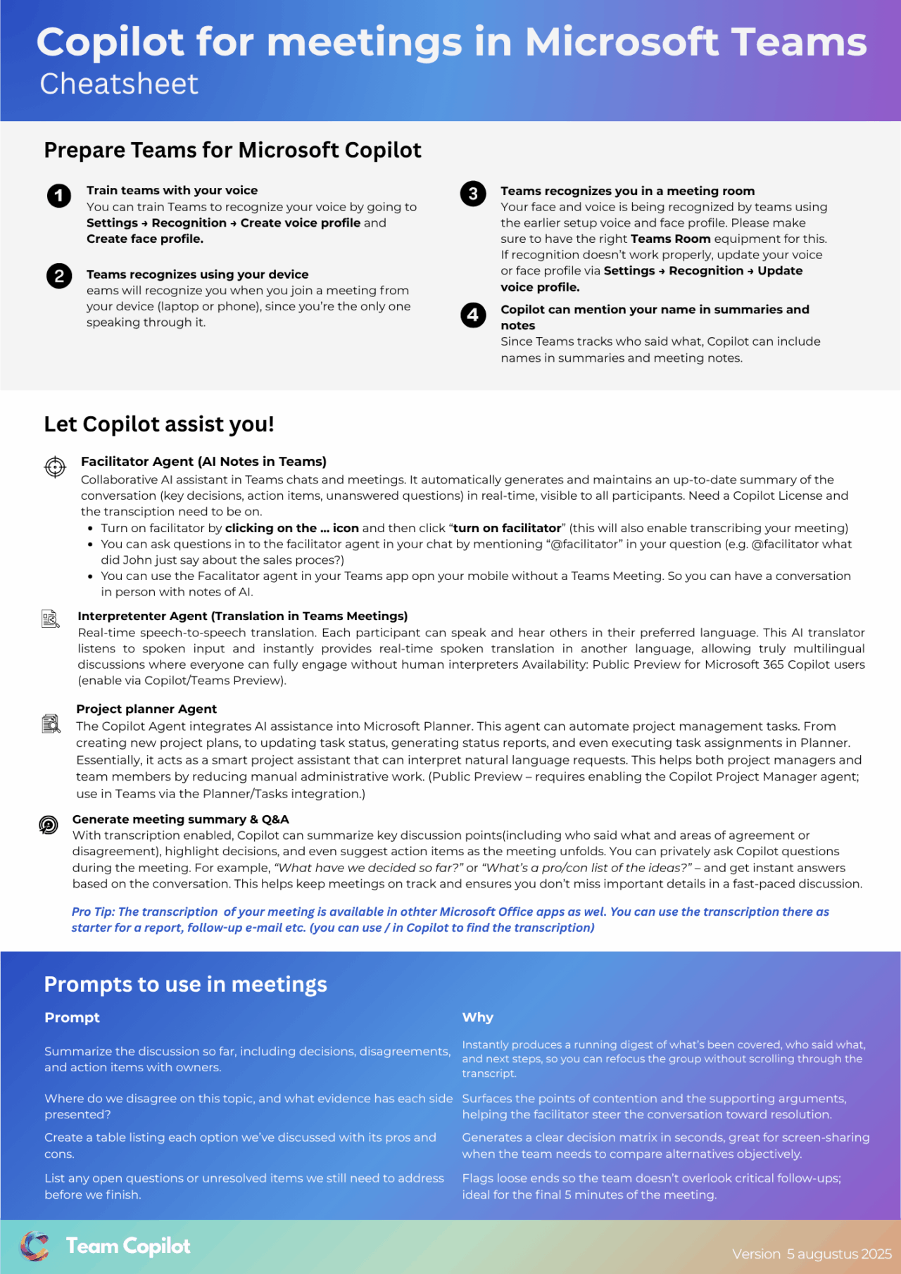Cheatsheets | Team Copilot